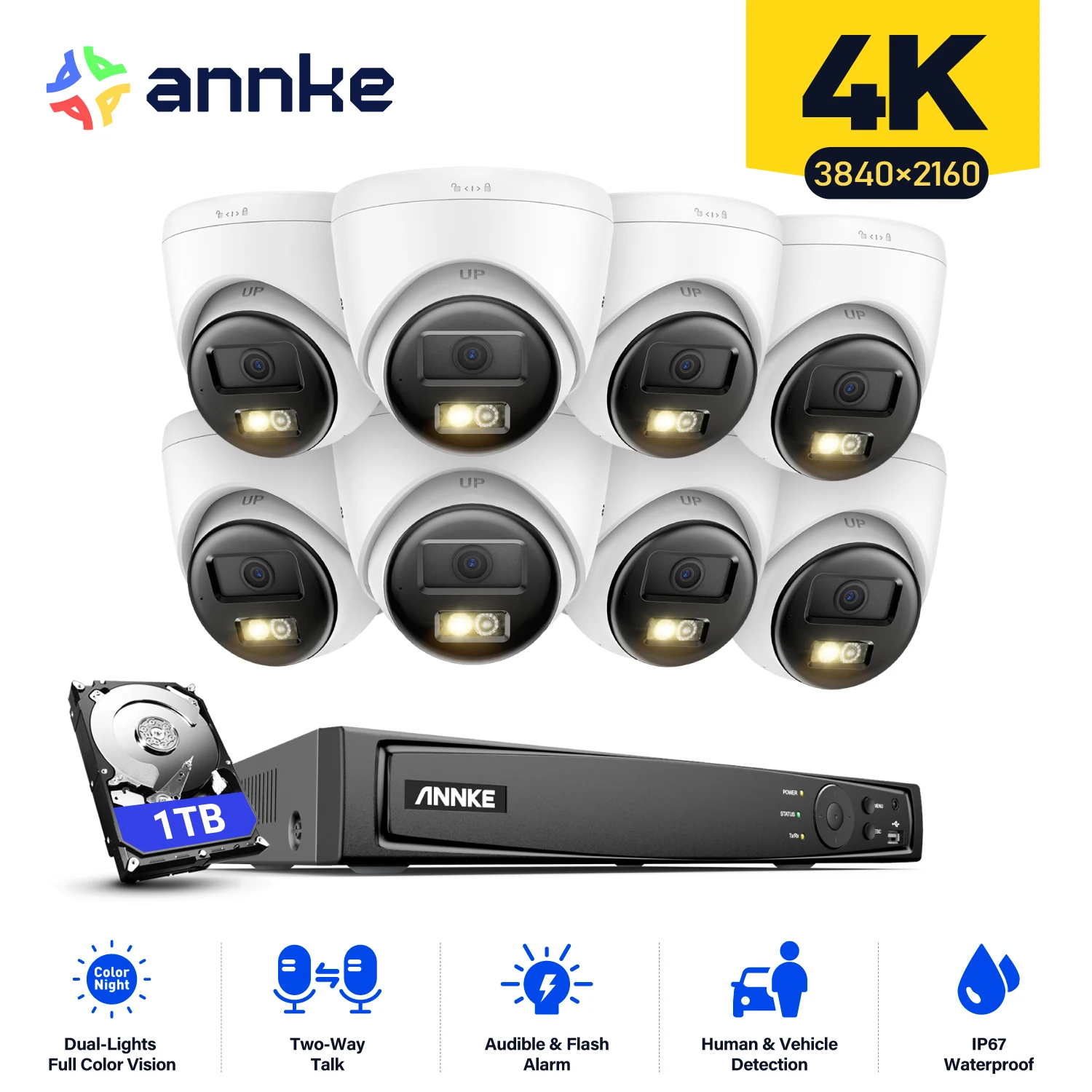 ANNKE 8CH 8MP HD POE CCTV Security Camera System Smart Home Video ...