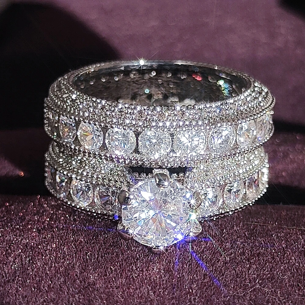 luxury bold big wedding Rings set for bridal Women Engagement african ...