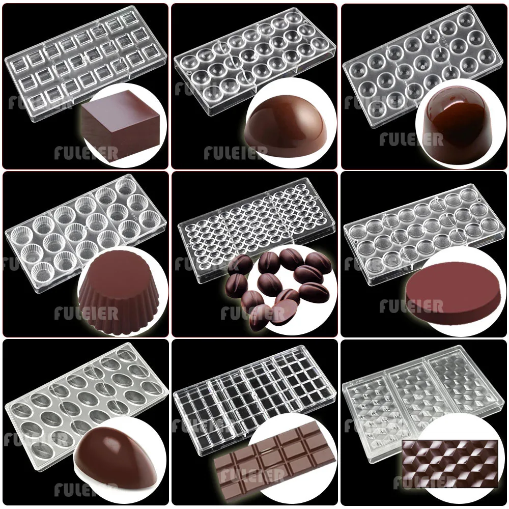 Polycarbonate Chocolate Molds Square Round Sweets Candy Bar Mould ...