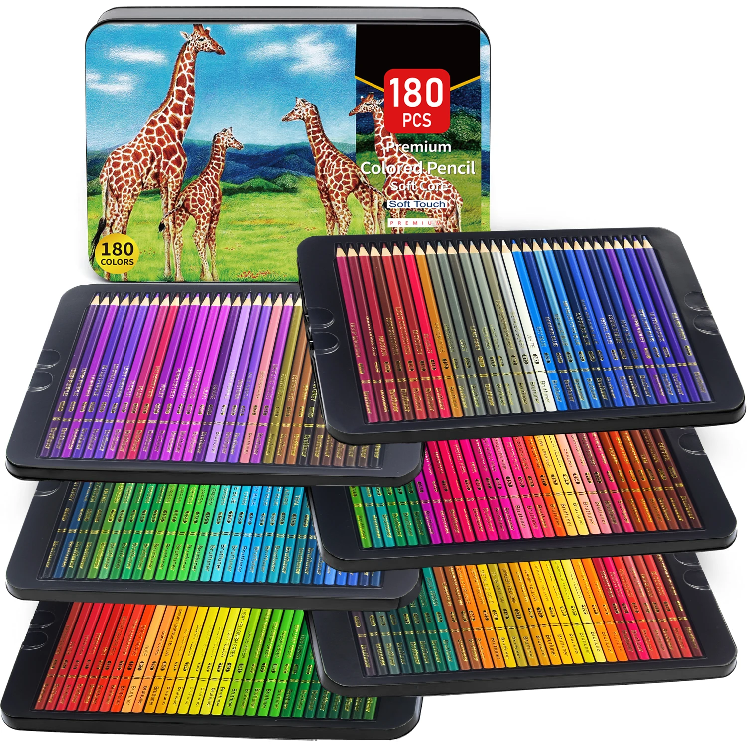 180 Colored Pencil Set for Artists - Rich Pigment Soft Core, Ideal for ...