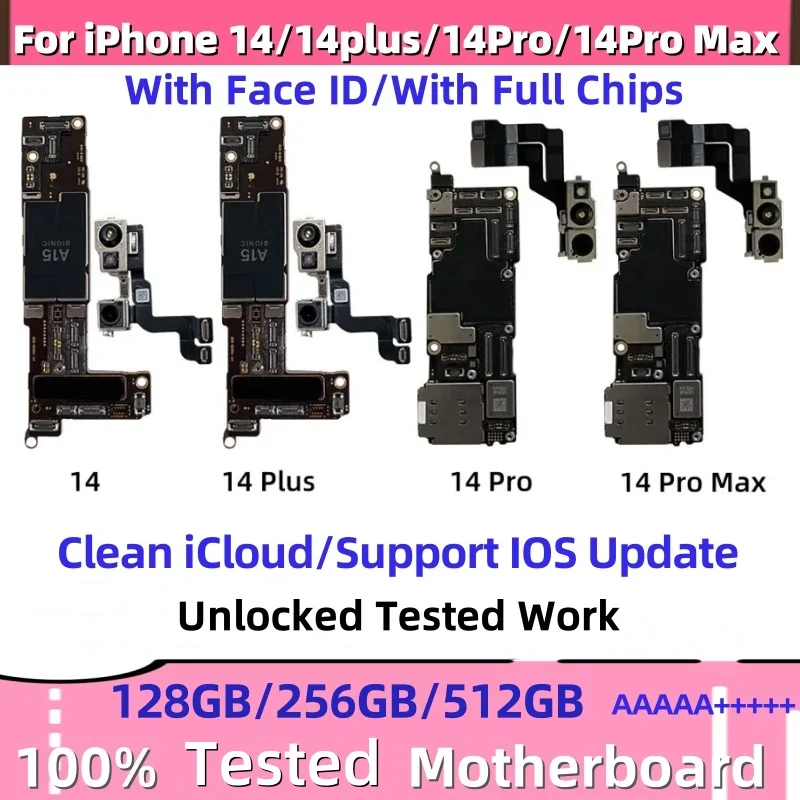 Tested-For-iPhone-14-Pro-Max-14-Plus-Unlocked-Motherboard-With-No-Face ...