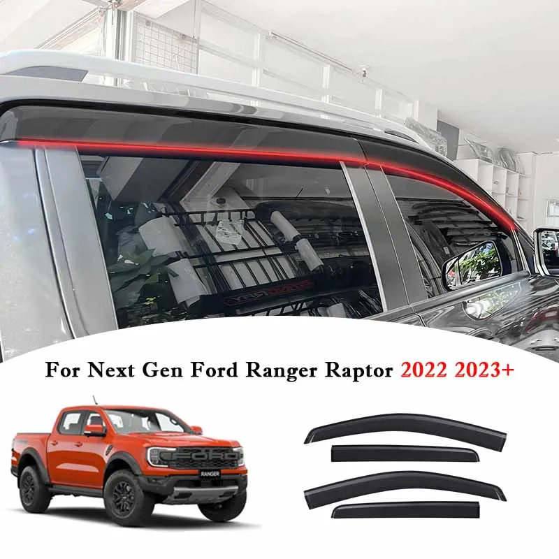 Sun-Rain-Guard-Window-Dflectors-Window-Visor-for-Ford-Ranger-Raptor ...