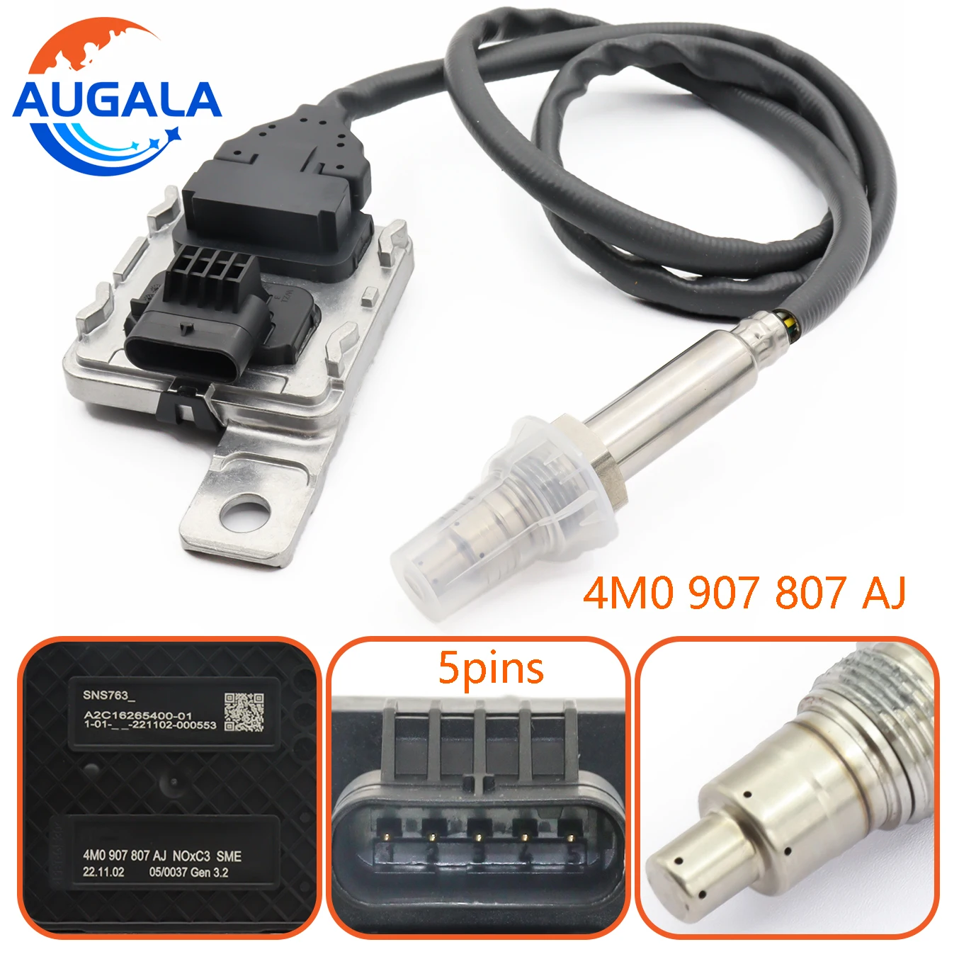AUGALA-Nitrogen-Oxide-Sensor-Nox-Sensor-4M0907807AJ-For-Audi-Q7-Q8-VW ...