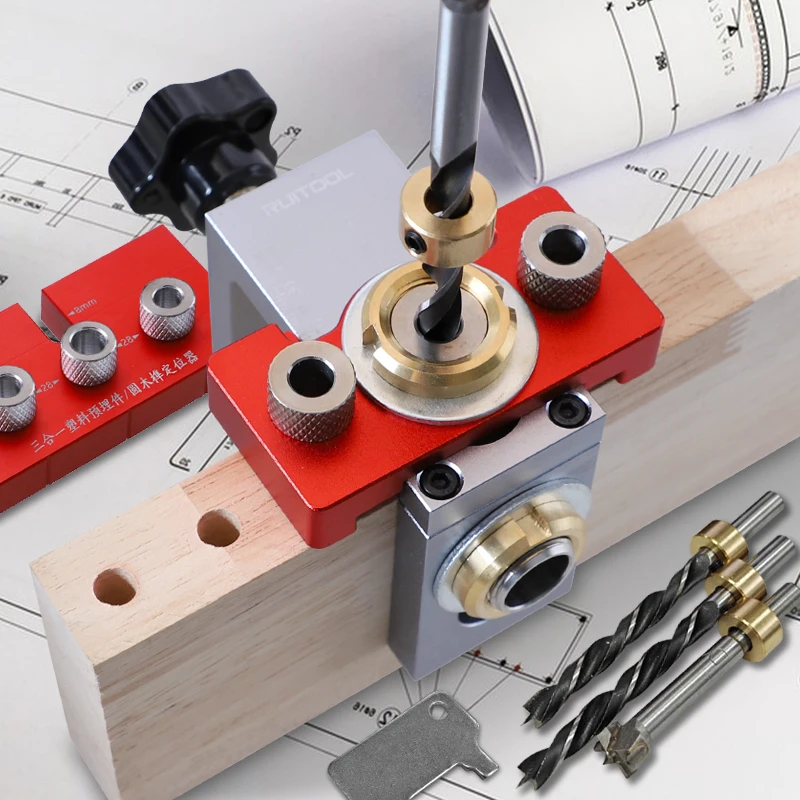 Dowel-Jig-Kit-Adjustable-Pocket-Hole-Jig-8-10-15mm-Drill-Guide-Aluminum ...