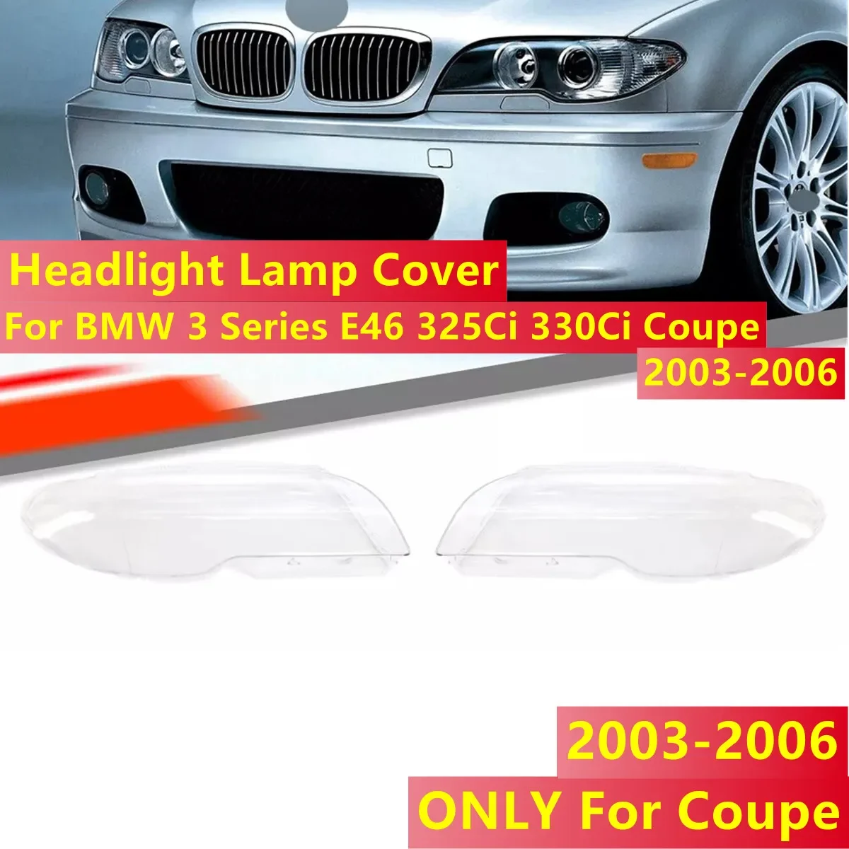 LH/RH Car Headlight Lens Replacement Headlamp Shell Cover Lampshade For ...