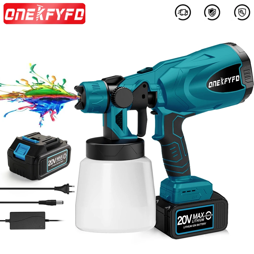 800ML-Electric-Rechargeable-Wireless-Spray-Gun-Cordless-Paint-Sprayer ...