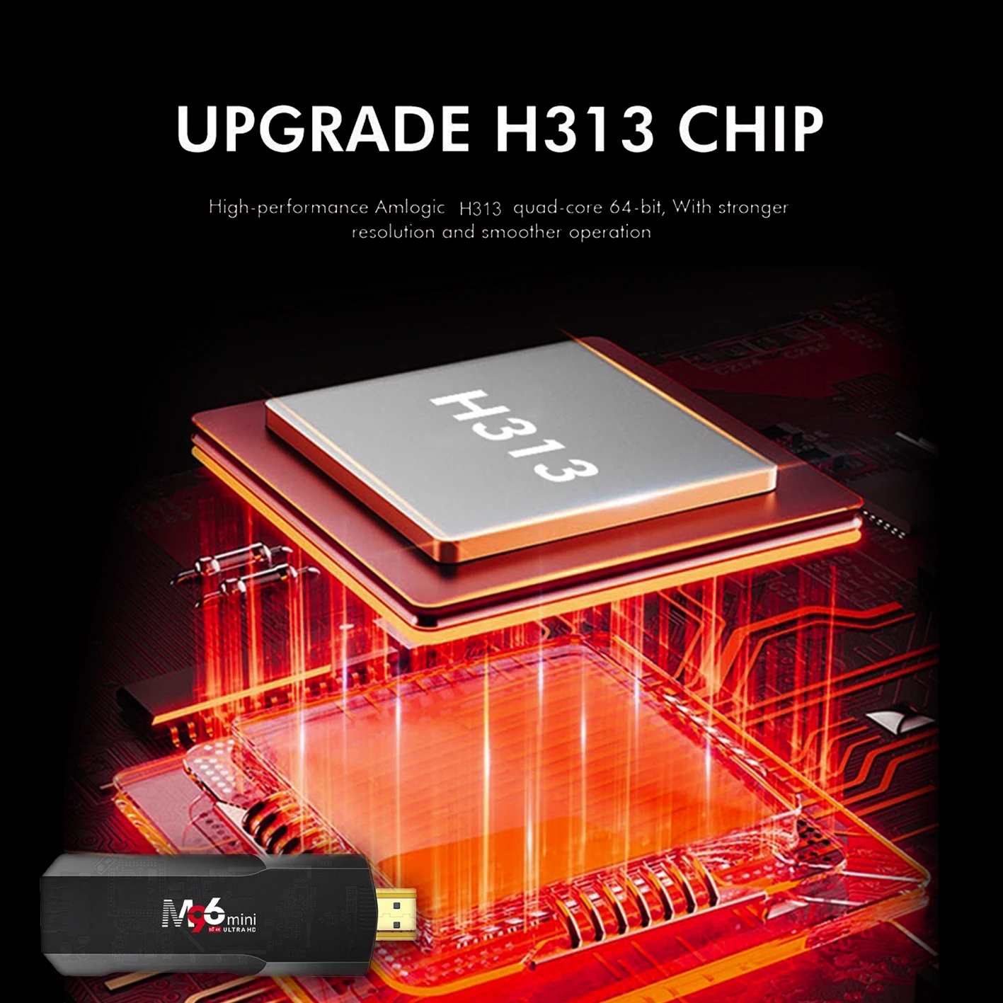 Récepteur-décodeur,MINI clé TV M96 intelligente, Android 10.0, 4K HDR, modèle H313, DDR3, EMCP ...