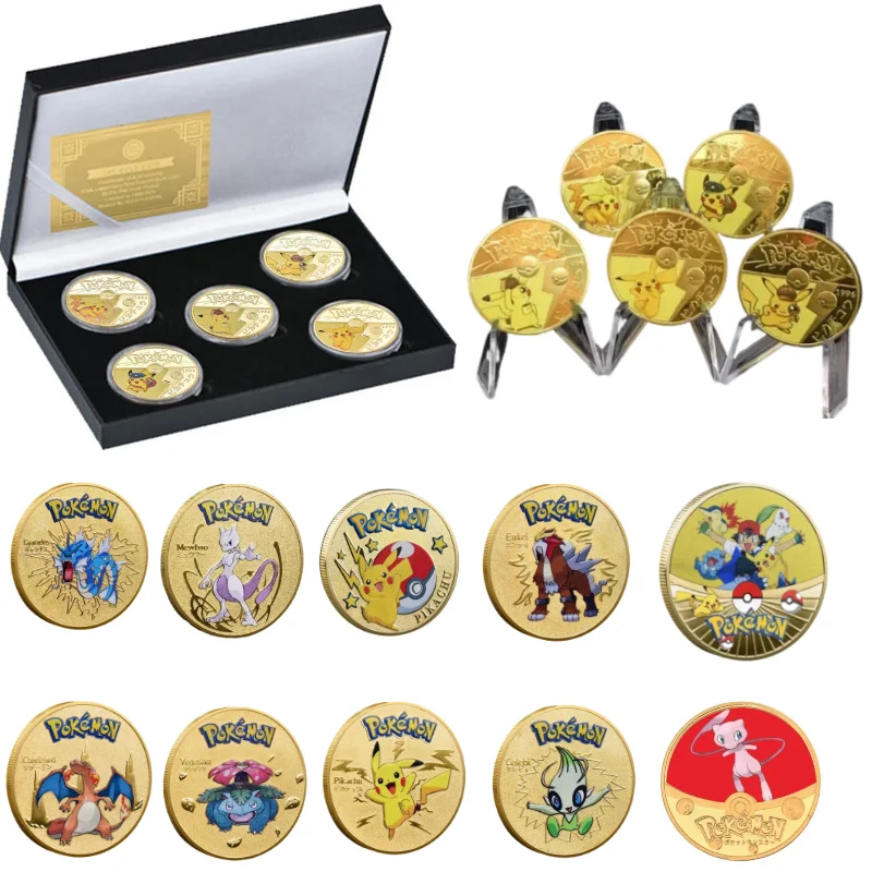 Generic Exquisite Pokemon Coin Collection Kawaii Pikachu Mewtwo Eevee ...
