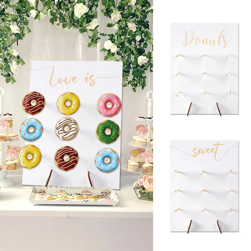 Wood Donut Wall Display Stand Doughnuts Board Holder Wedding Table ...