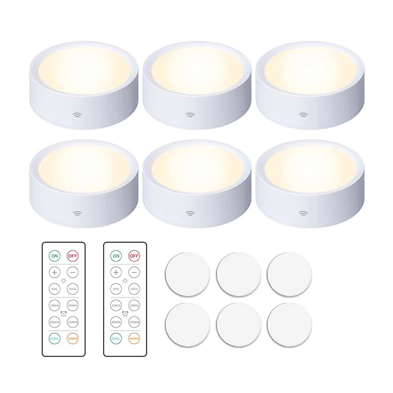 Remote Control Cabinet Lights Battery Powered Night Light Dimmable Warm ...