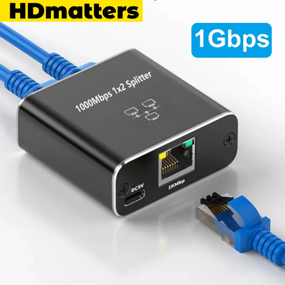 Gigabit 1000Mbps RJ45 Splitter 1X2 Ethernet cable splitter 1 in 2 out ...