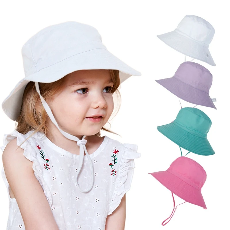 Children-Sun-Hat-Boy-Girls-Solid-Chic-Bucket-Caps-with-String-Baby-Kids ...