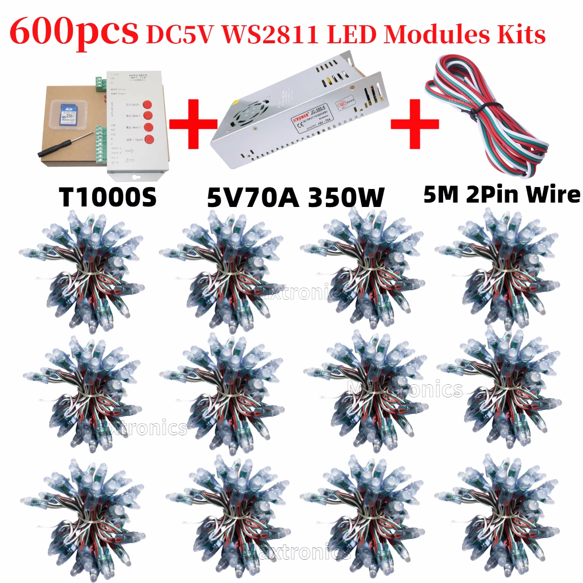 500/600/700pcs DC5V WS2811 Full Color LED Module Light Kits 12mm ...