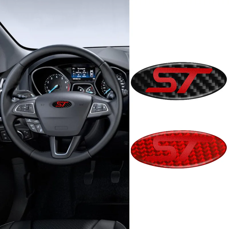 Resin Carbon Fiber Style ST Badge Logo Car Steering Wheel Center ...