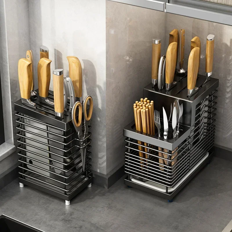 304-Stainless-Steel-Stand-Knife-Cutlery-Storage-Holder-Rack-with ...