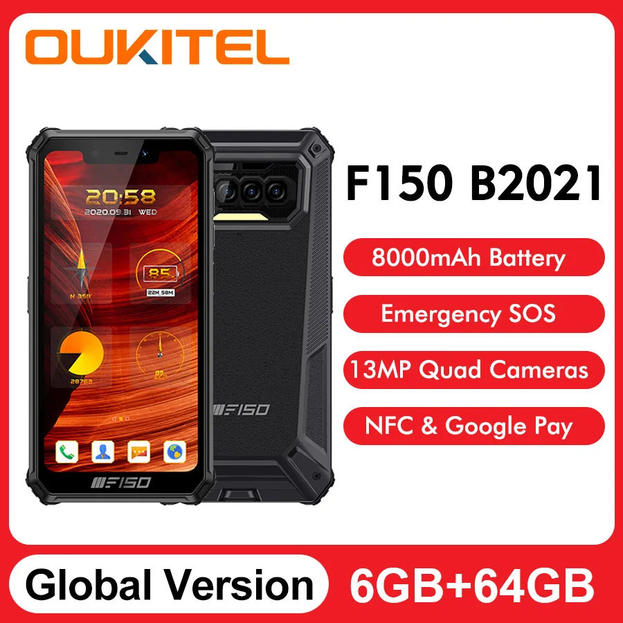 F150 B2021 5.86'' HD+ 6GB 64GB IP68/69K SmartPhone 8000mAh Octa Core ...