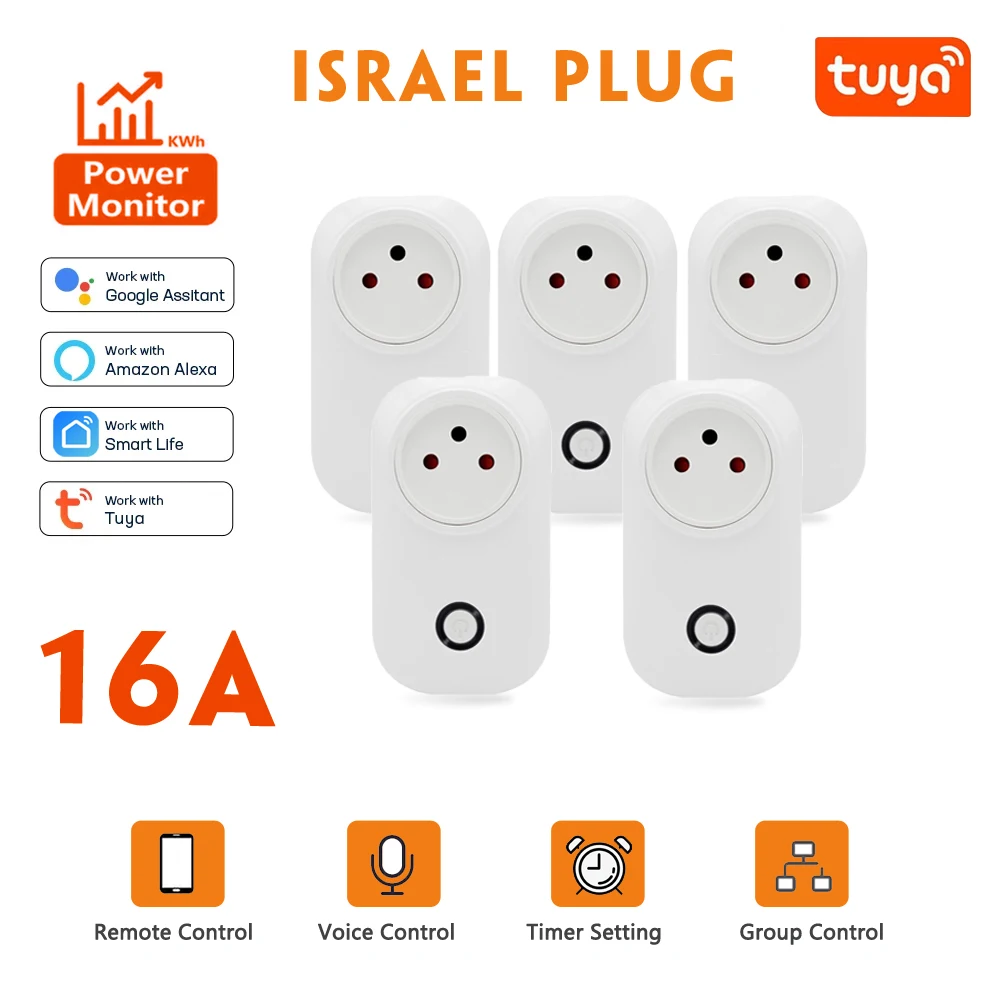 Tuya Smart Socket IsraeL Plug 16A Power Monitor Wifi Light Switch Smart ...