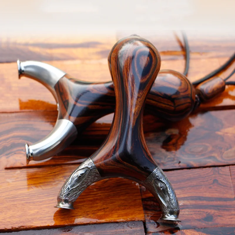 Titanium-Alloy-Slingshot-Wooden-Handle-with-Flat-Rubber-Band-High ...