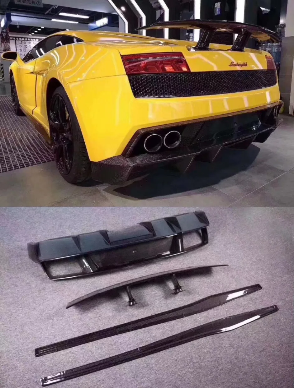 Real-Carbon-Fiber-Rear-Bumper-Diffuser-Side-Skirts-Spoiler-Fits-For ...