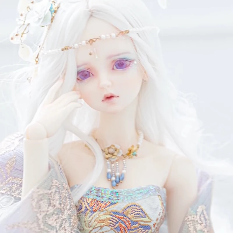 Pearls BJD Doll 1/3 Mermaid Beautiful Human Face Hybrid Purple Scales ...
