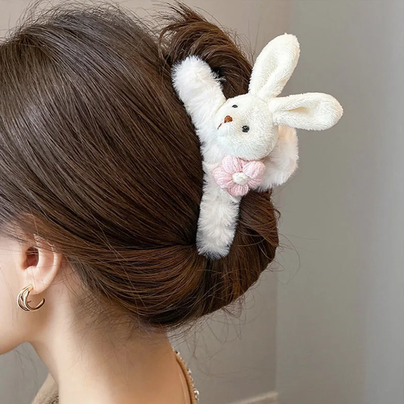 Bear Plush Hair Claws Fashion Rabbit Hair Clips Woman Hair Scratches ...