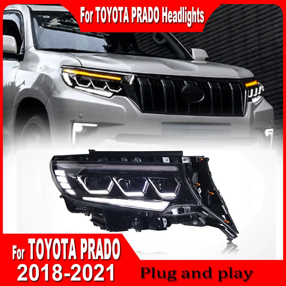 Pair Headlight for TOYOTA Prado HeadLight 2018 2019 2020 2021 Full LED ...