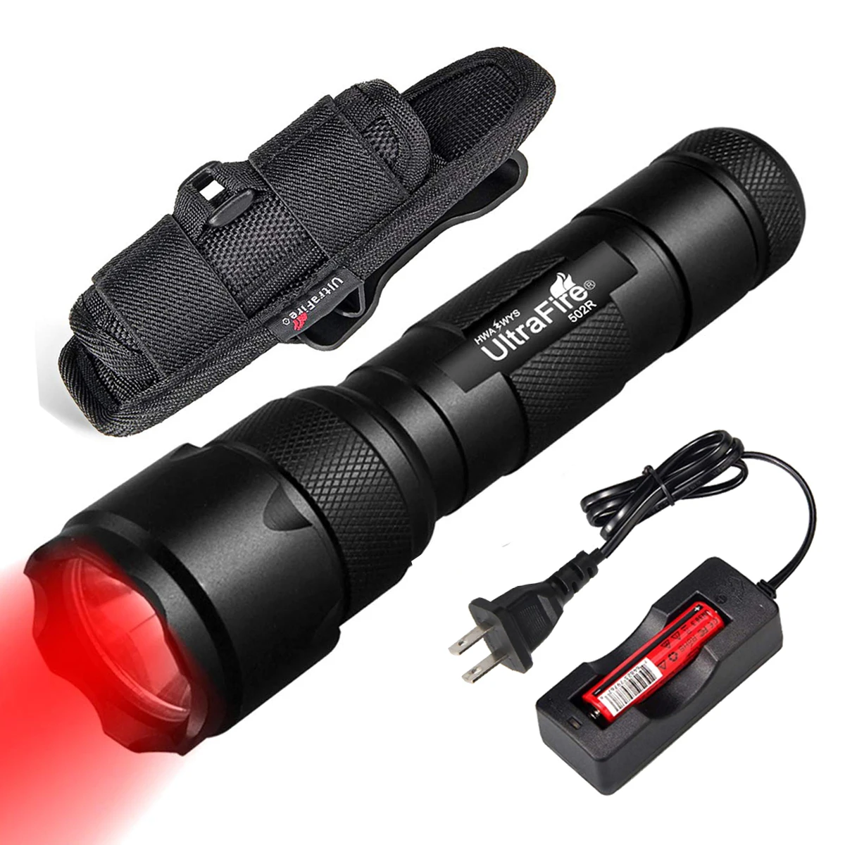 UltraFire-502R-Zoom-Linterna-LED-Roja-Impermeable-Indicador-de-Luz-Roja ...