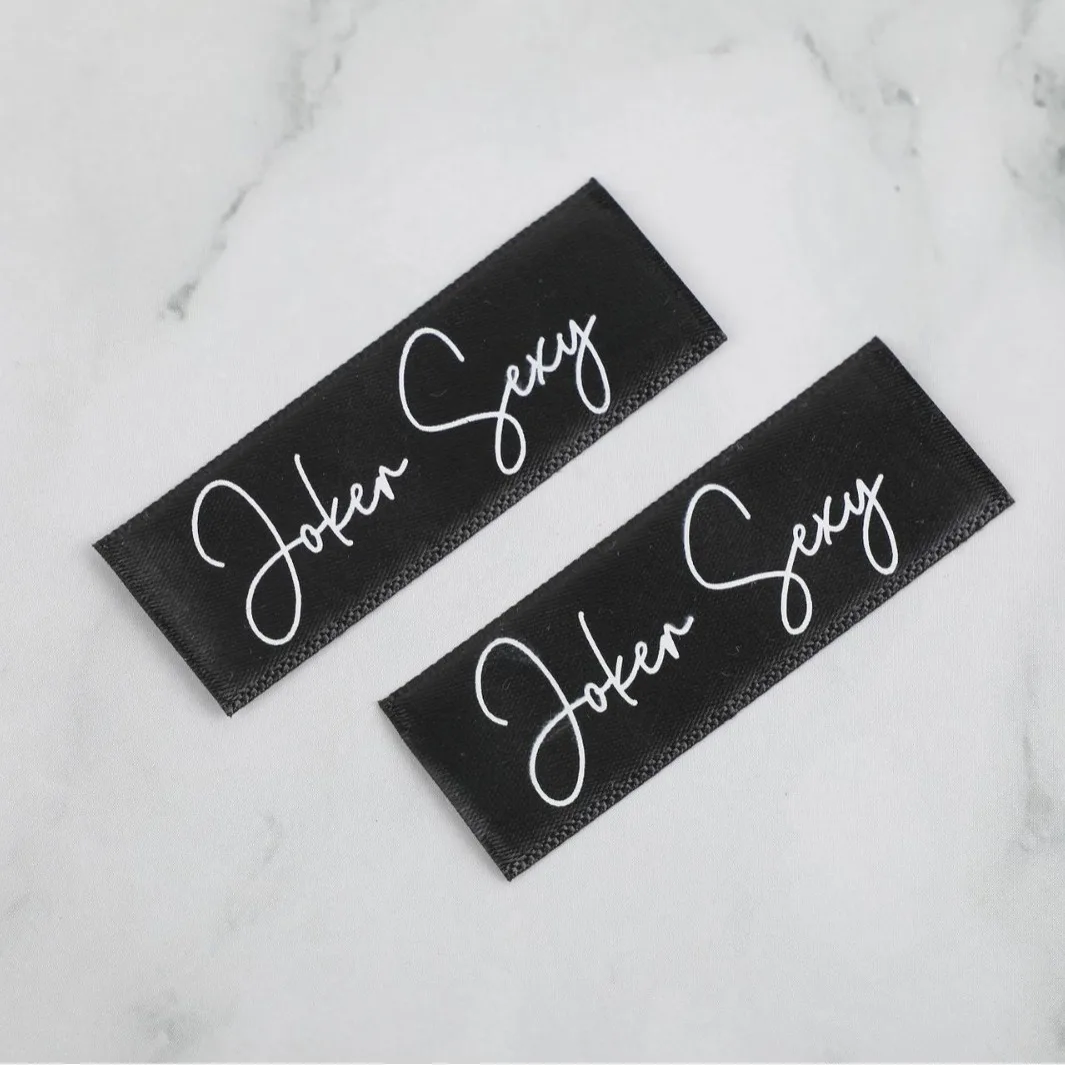 Black-care-label-silver-lettering-printed-tag-in-satin-stock-or ...