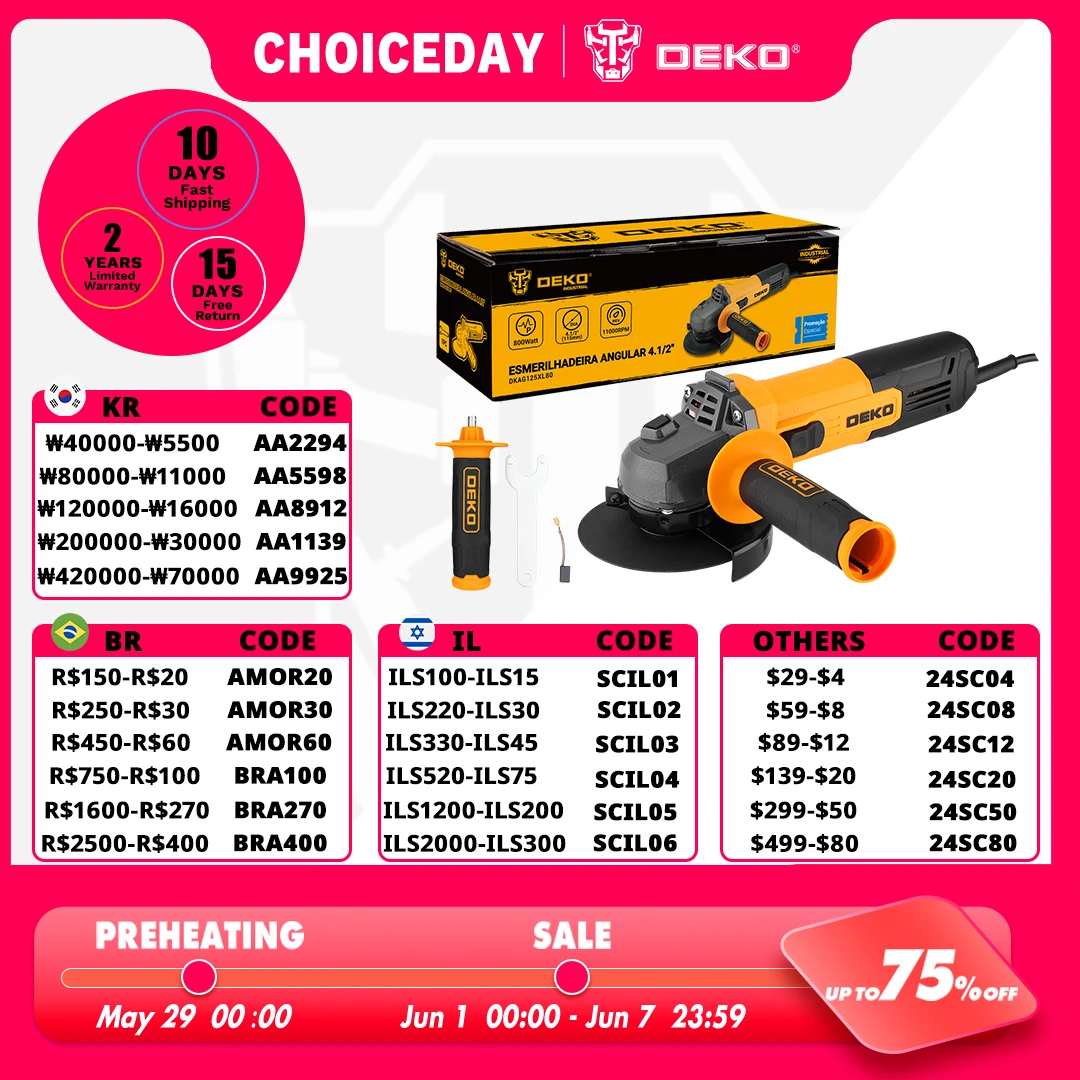 DEKO-New-Electric-Angle-Grinding-Machine-115mm-800W-11000rpm-Metal-Wood ...