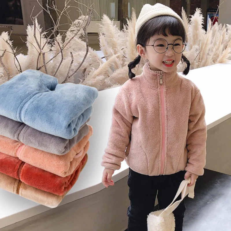 2024-Autumn-Girls-Plush-Coats-Kids-Soft-Turtleneck-Outwear-Keep-Warm ...