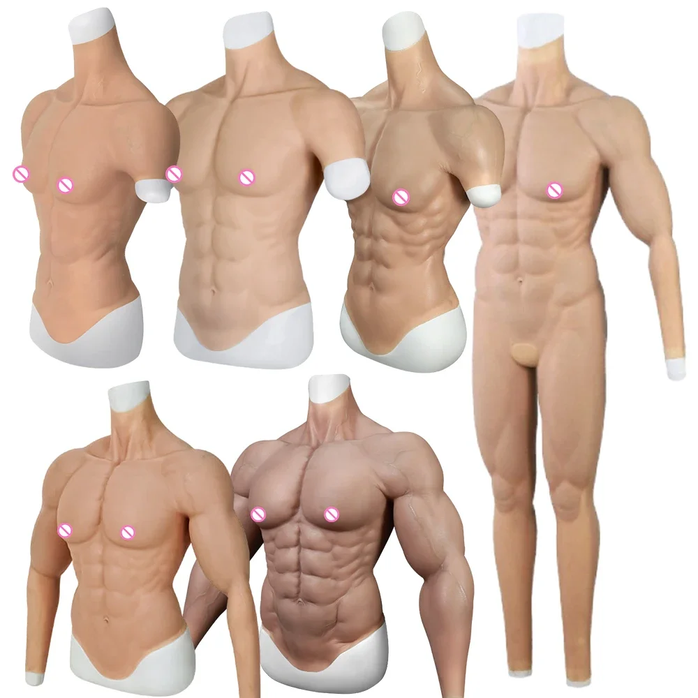 Silicone-Male-Muscle-Suit-Macho-Belly-Fake-Chest-Artificial-Simulation-Muscles-Bodysuit-For-Men ...