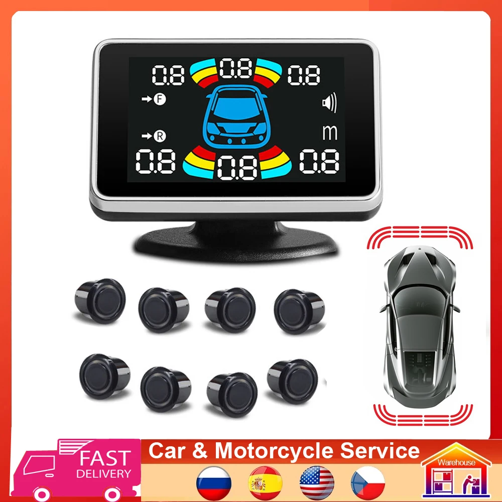 Car-Parking-Sensor-Automobile-Reversing-Backup-Radar-Detector-With-8 ...