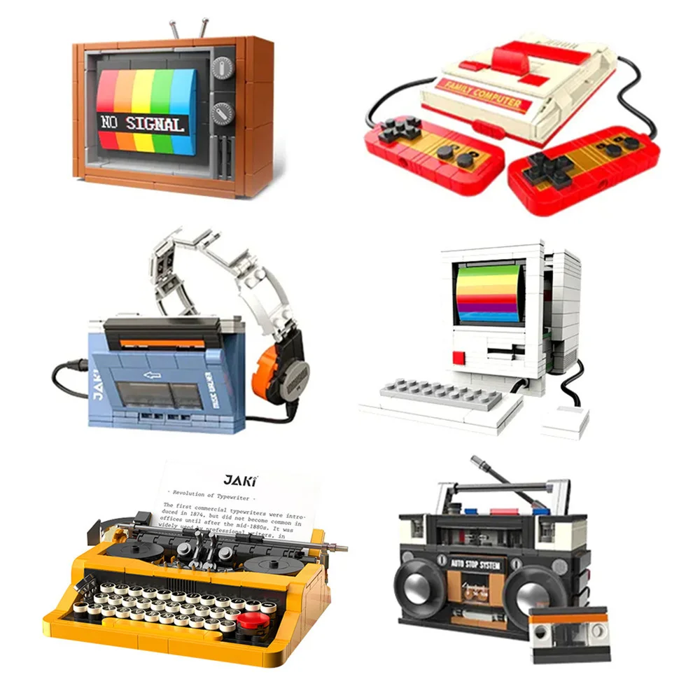 Mini Retro TV Building Brick Toy para Crianças, TV Tape, Rádio, Desktop ...