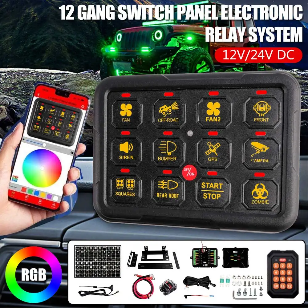 Multifunction-12-Gang-RGB-Switch-Panel-bluetooth-App-Remote-Controller ...