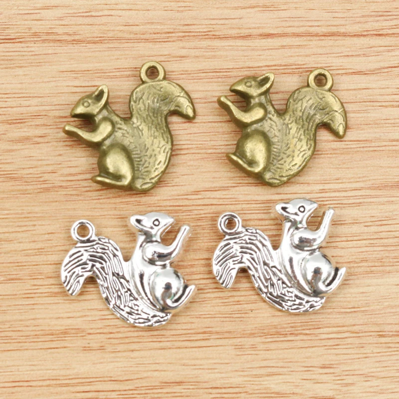 10pcs-21x20mm-Antique-Bronze-and-Antique-Silver-Plated-Squirrel ...