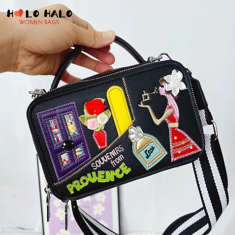 Embroidery Cartoon Box Design Fashion Shoulder Bag Women Purses and ...