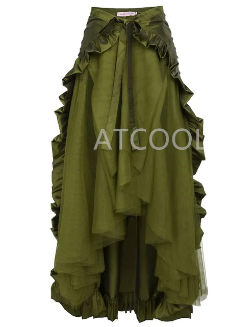 Victorian Pirate Sash Skirts Women Chic Gothic Punk Ruffled Bustle Long ...