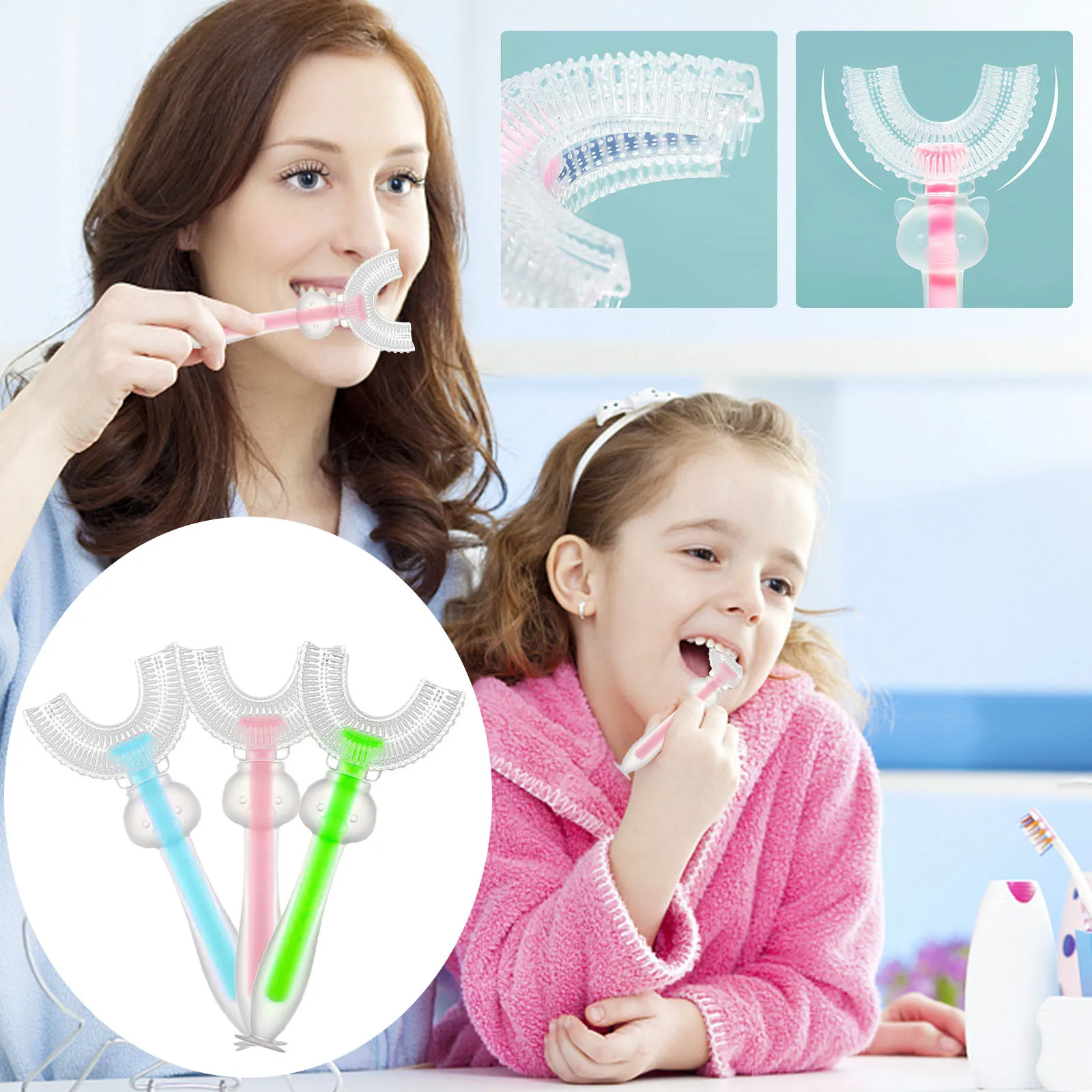 Baby Toothbrush Children 360 Degree U shaped Child Toothbrush Teethers ...