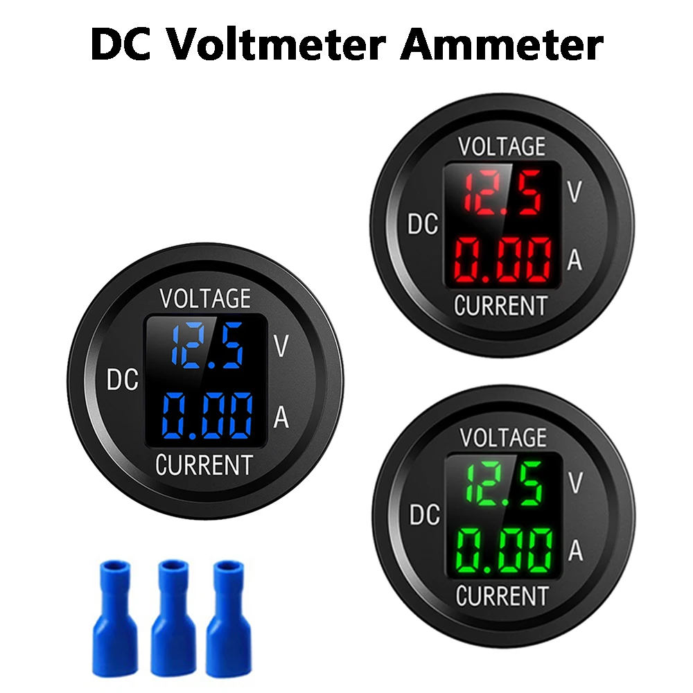 DC5V-48V-0-10A-Digital-Voltmeter-Ammeter-3-Bits-Round-LED-Panel-Voltage ...