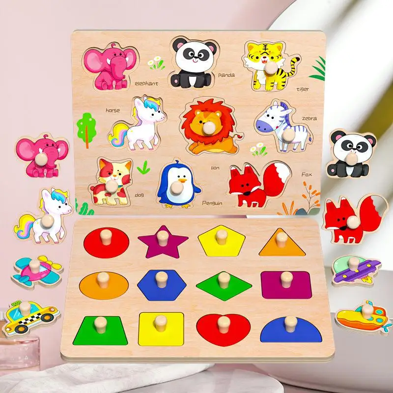 Early Childhood Education Hand Grab Board Puzzle Block Shape Matching ...