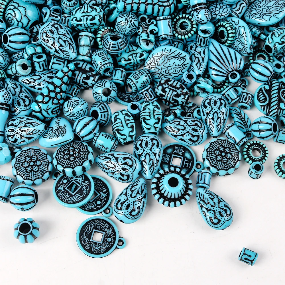 20g-Mixed-Retro-Style-Acrylic-Beads-Gold-Stroke-Mixed-Style-Beads ...