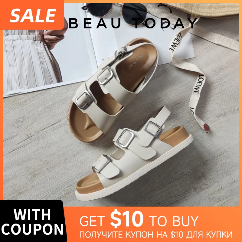 BeauToday-Sandals-Women-Genuine-Cow-Leather-Front-and-Real-Strap-Solid ...