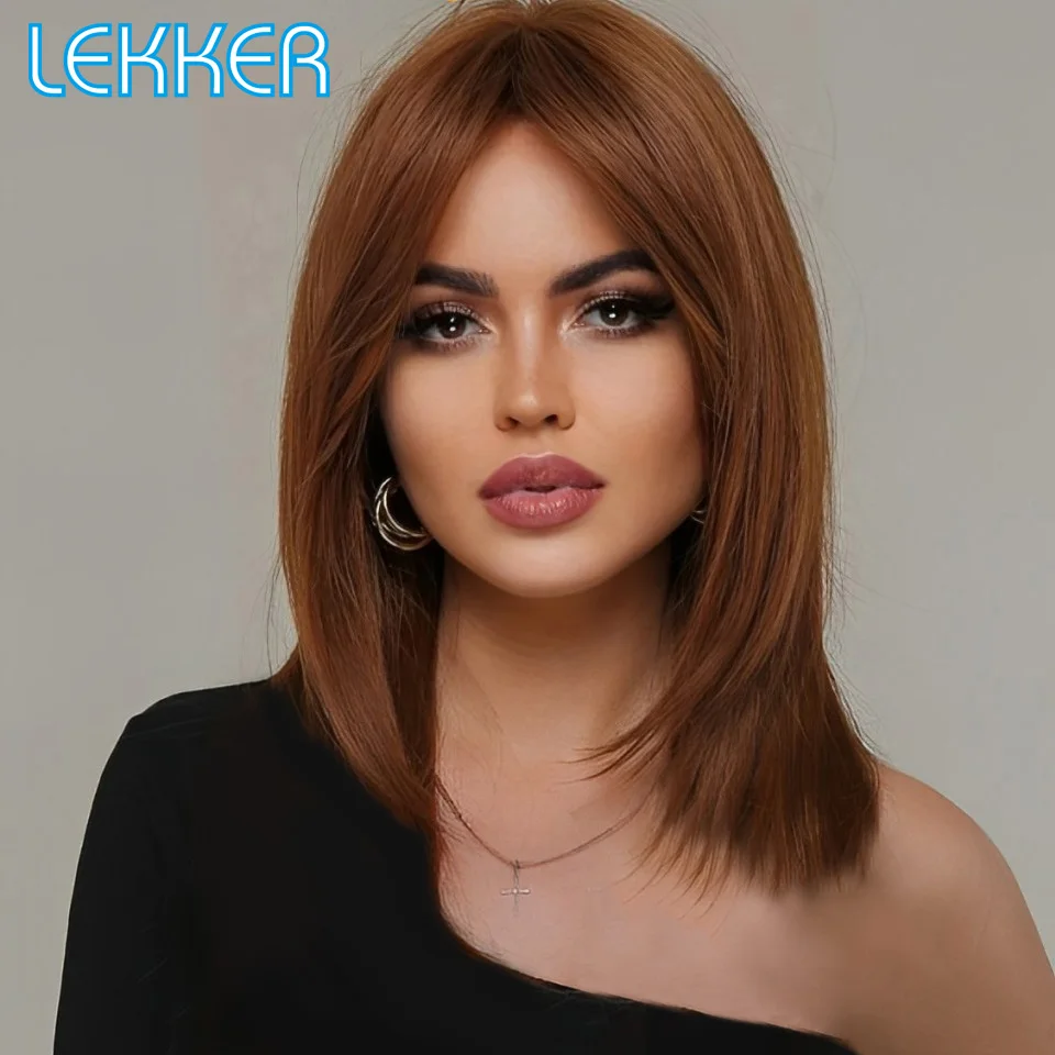 Lekker-Glueless-Reddish-Brown-Short-Wolf-Cut-Straight-Bob-Human-Hair ...