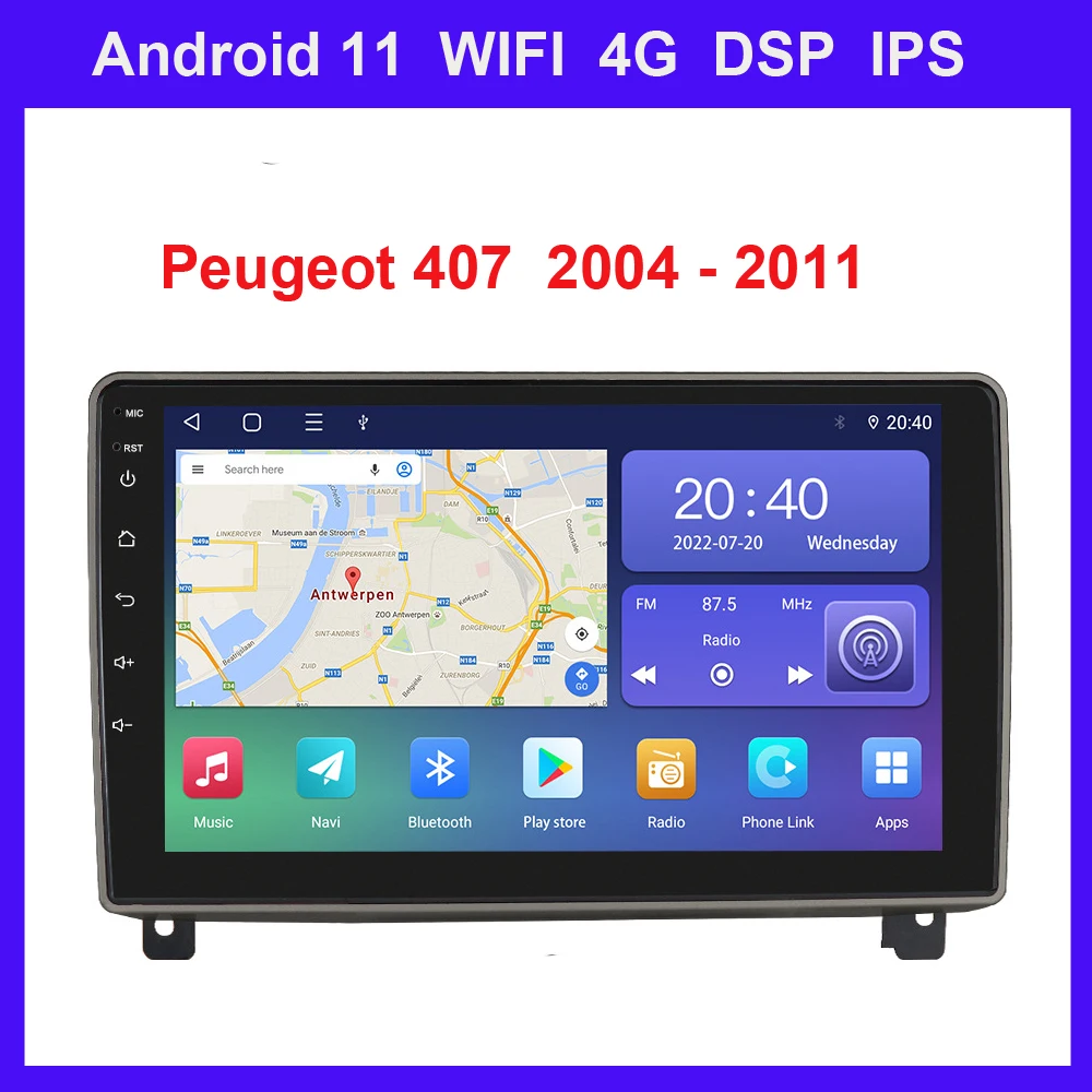 Android11 For Peugeot 407 2004 - 2011car Radio Multimedia Video Player ...