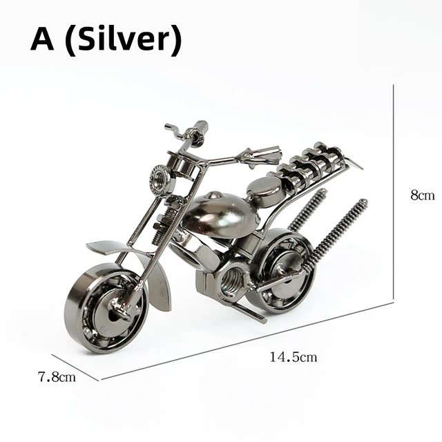 Handmade Small Bronze Silver Cool Motorcycle Model Motorbike Prop Retro ...