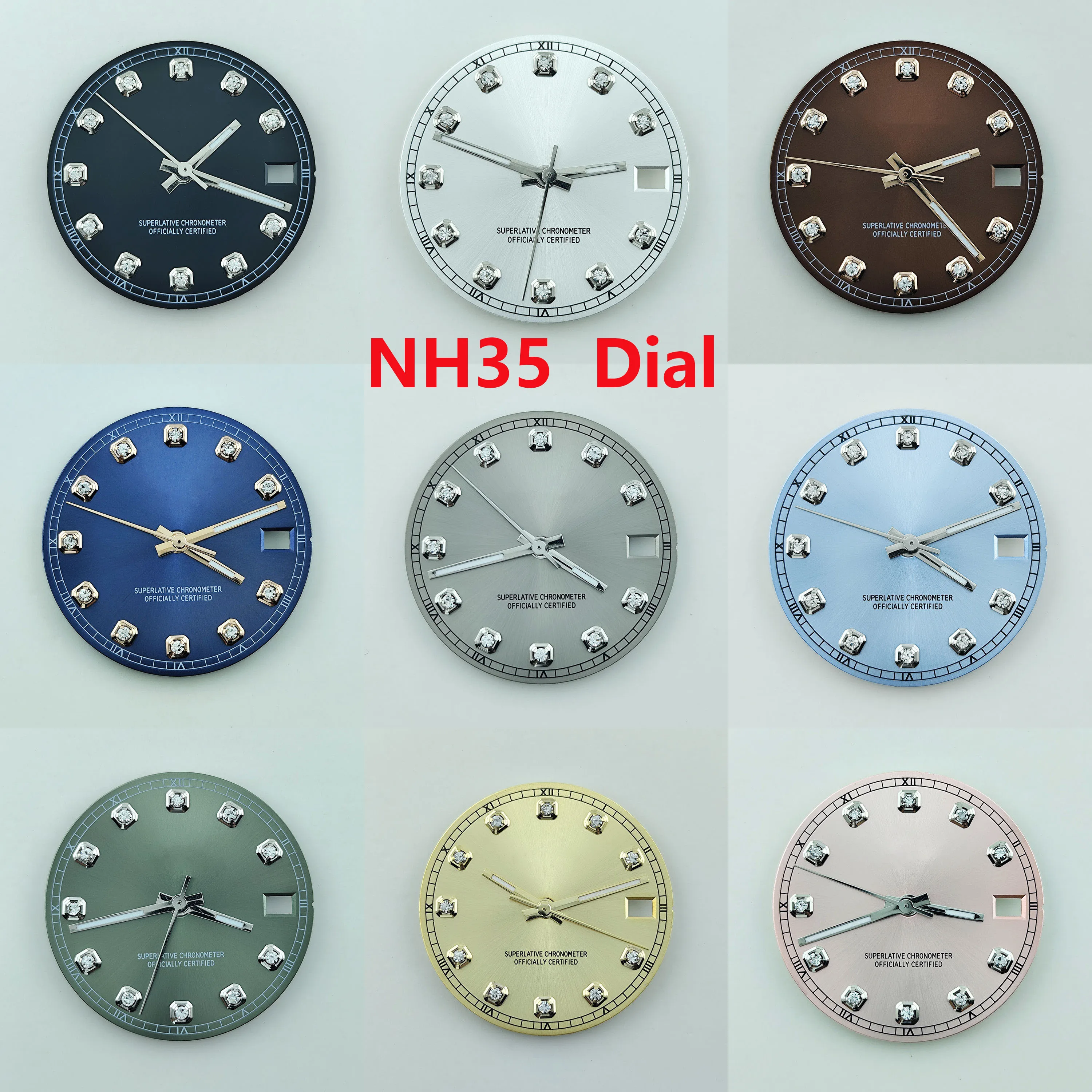 NH35-dial-Diamond-dial-Watch-dial-S-dial-green-Luminous-dial-Suitable ...