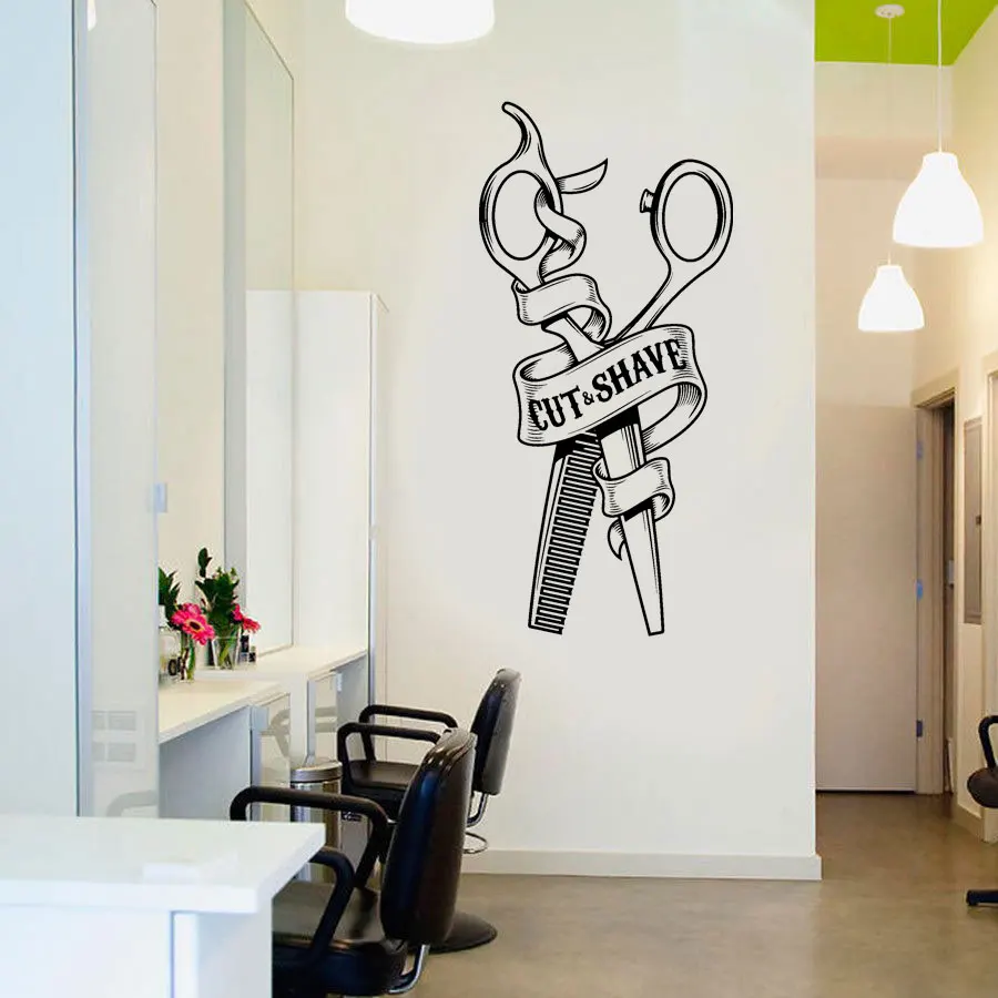 Cut-Shave-Sign-Haircuts-For-Men-BARBERSHOP-WALL-STICKER-Wall-Art-Vinyl ...