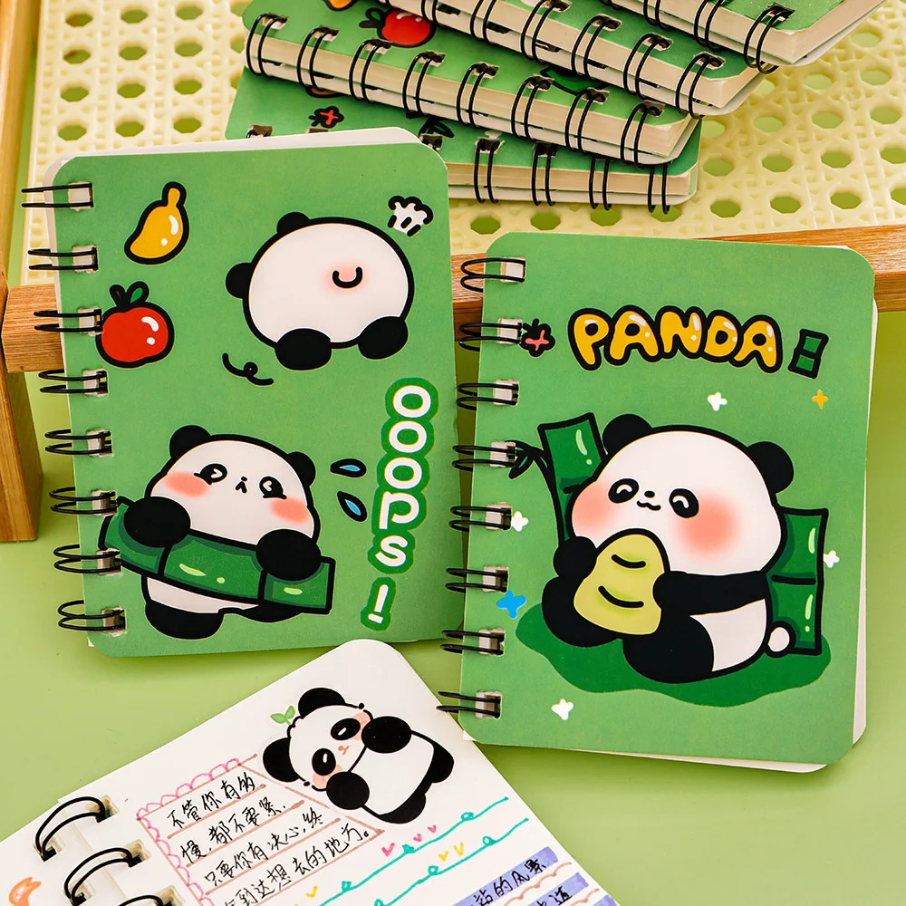 Cute Panda A7 Flip Coil Notebook Blank Paper Student Mini Pocket Kawaii ...