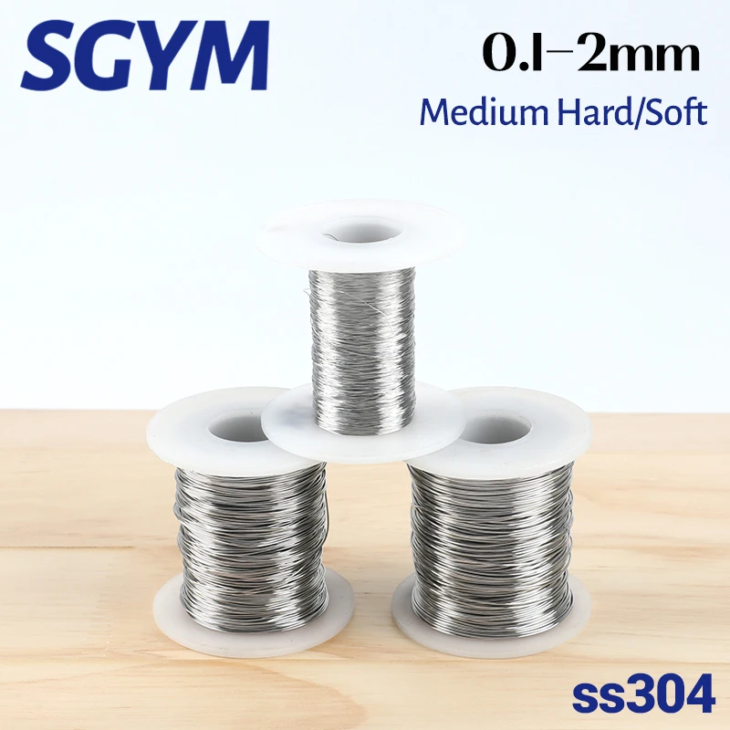 100m 304 Stainless Steel Strand Medium Hard fine Wire Soft Single Wire ...