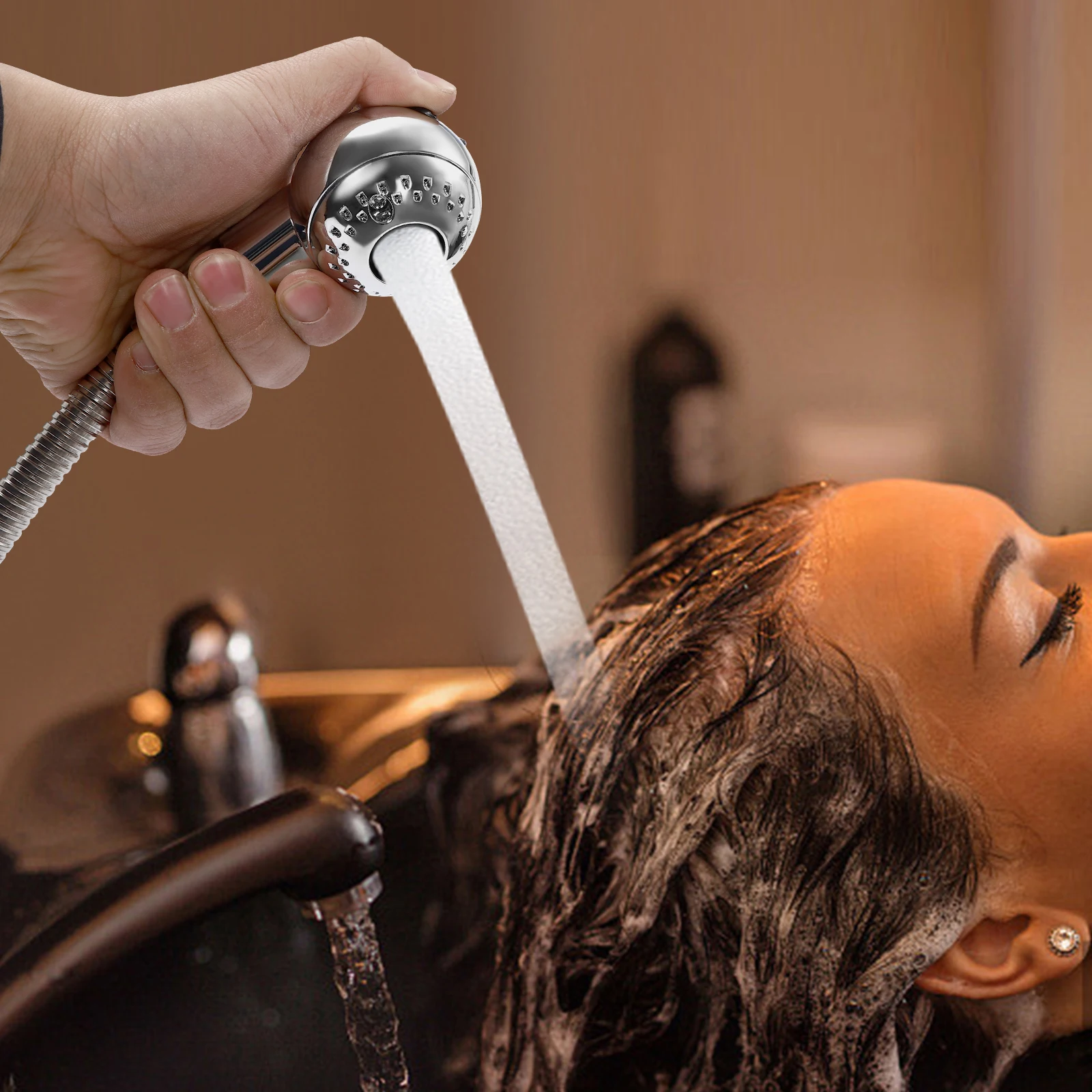 Hair-Salon-Shower-Head-Silver-Shampoo-Beauty-Bathroom-Faucet-Tub-Spray ...